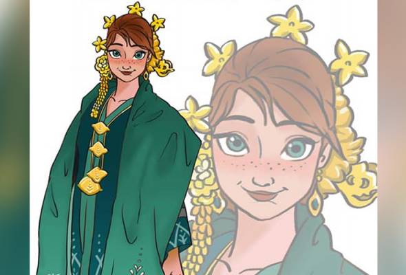 Lukisan watak puteri Disney diberi sentuhan busana nusantara | Awani