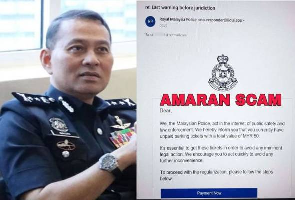 'Scammer' hantar e-mel kompaun saman lalu lintas, guna logo PDRM | Awani