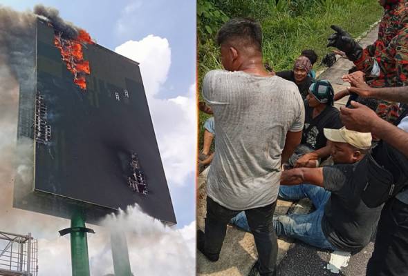 Digital billboard along Federal Highway catches fire | Awani International
