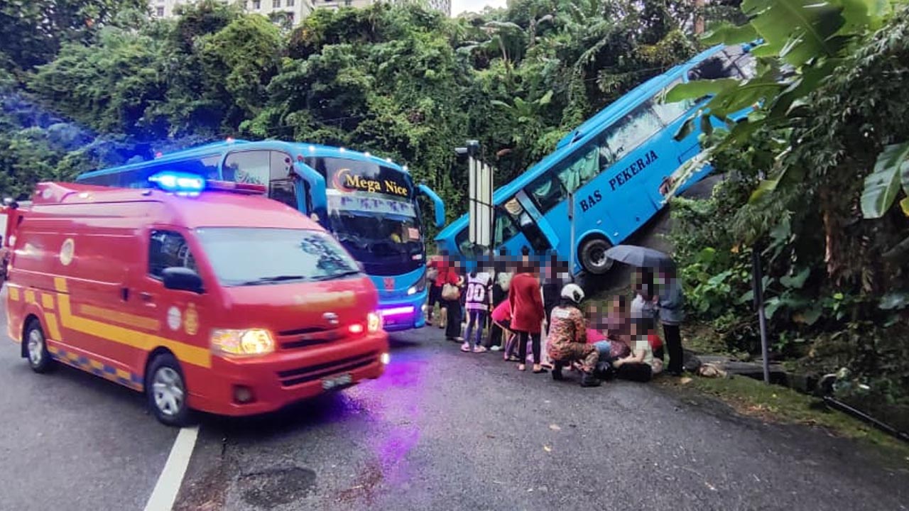 Bas kilang terbabas di Jalan Paya Terubong, enam cedera | Awani
