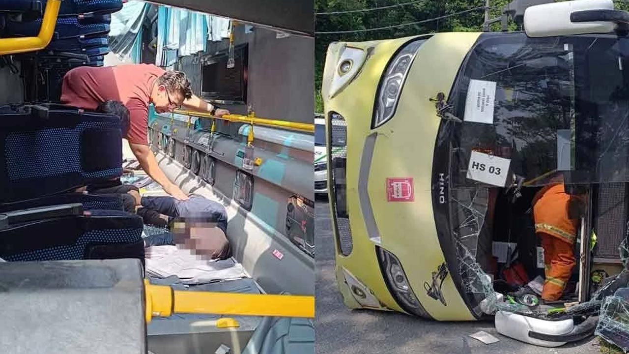 Bas Smart Selangor terbalik, dua beranak cedera | Awani