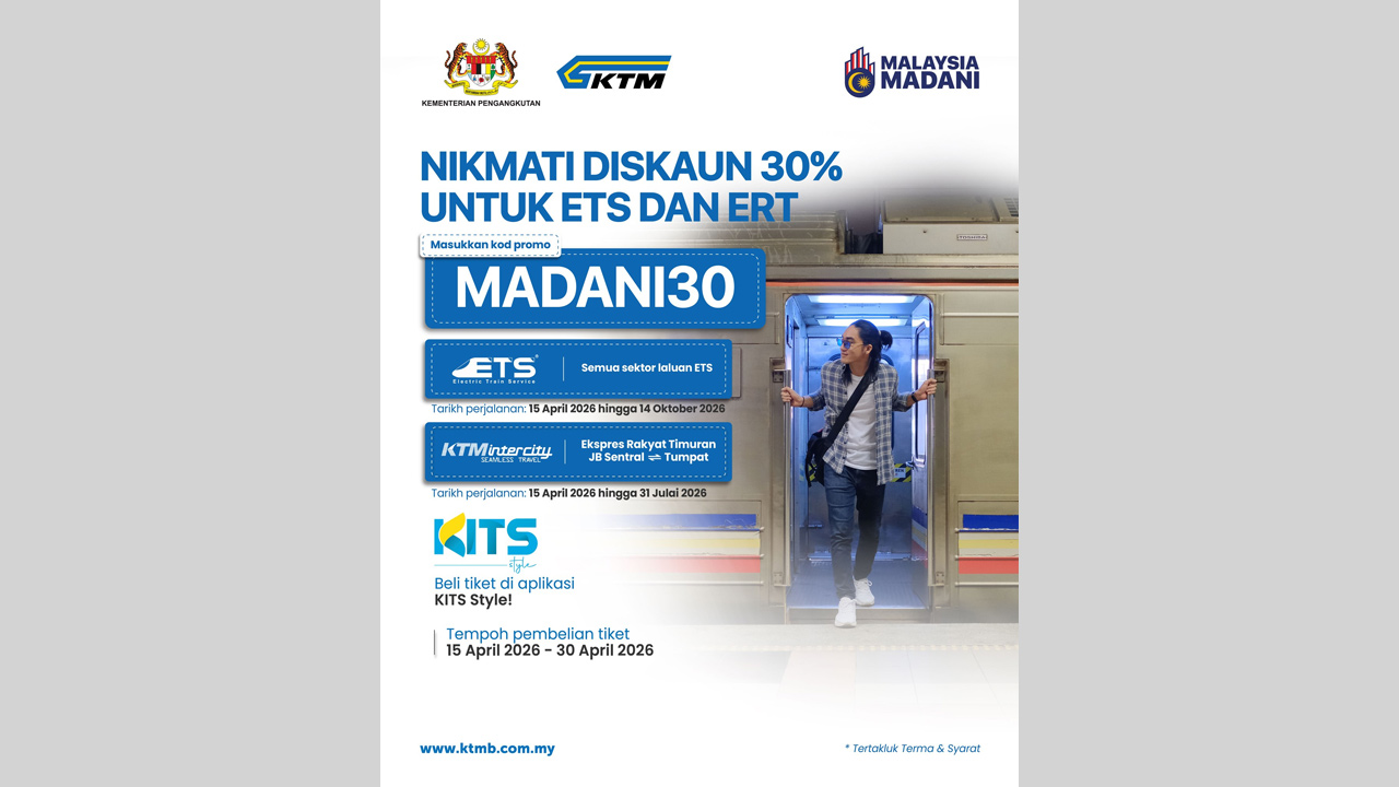 KTMB tawar diskaun 30 peratus tiket ETS, ERT menerusi kod promosi ...